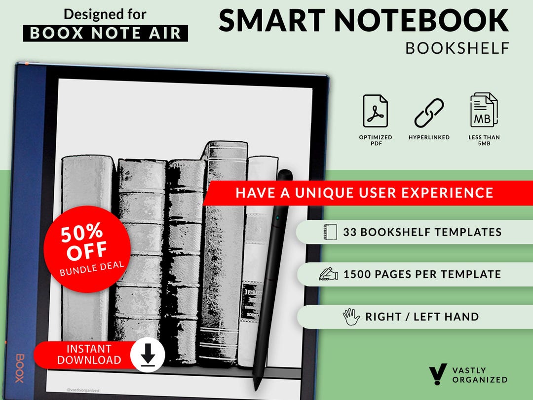 Notebook Template for Boox Note Air Eink Tablets, 33 Layouts, Fully ...