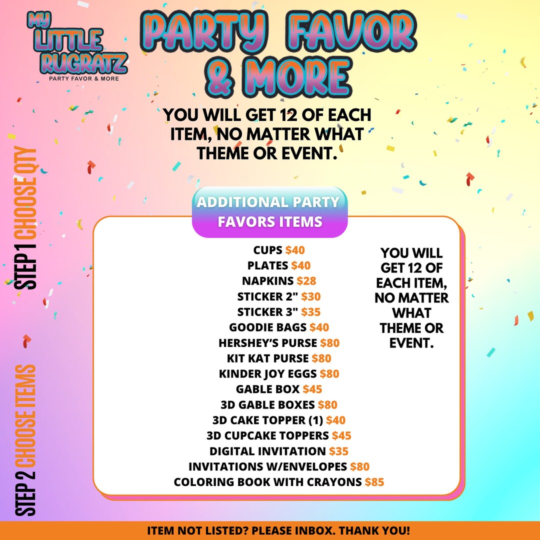 Custom Party Bundle, Party Favor Package, Custom Party Favors, Custom ...