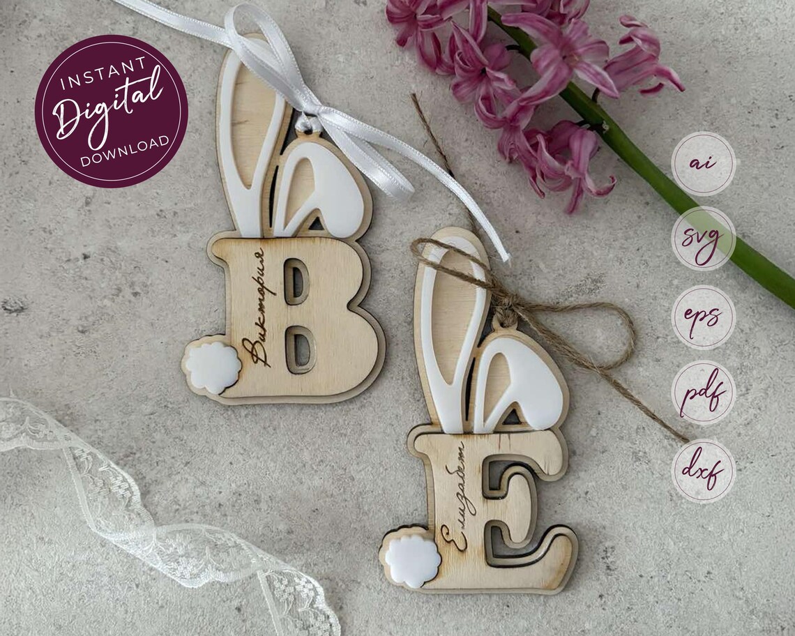 Bunny Ear Alphabet SVG Bundle – Laser Cut Easter Letters (digital ...