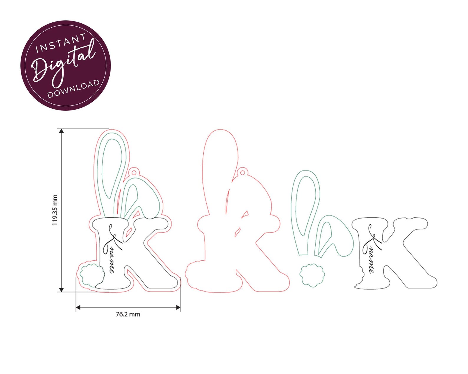 Bunny Ear Alphabet SVG Bundle – Laser Cut Easter Letters (digital ...