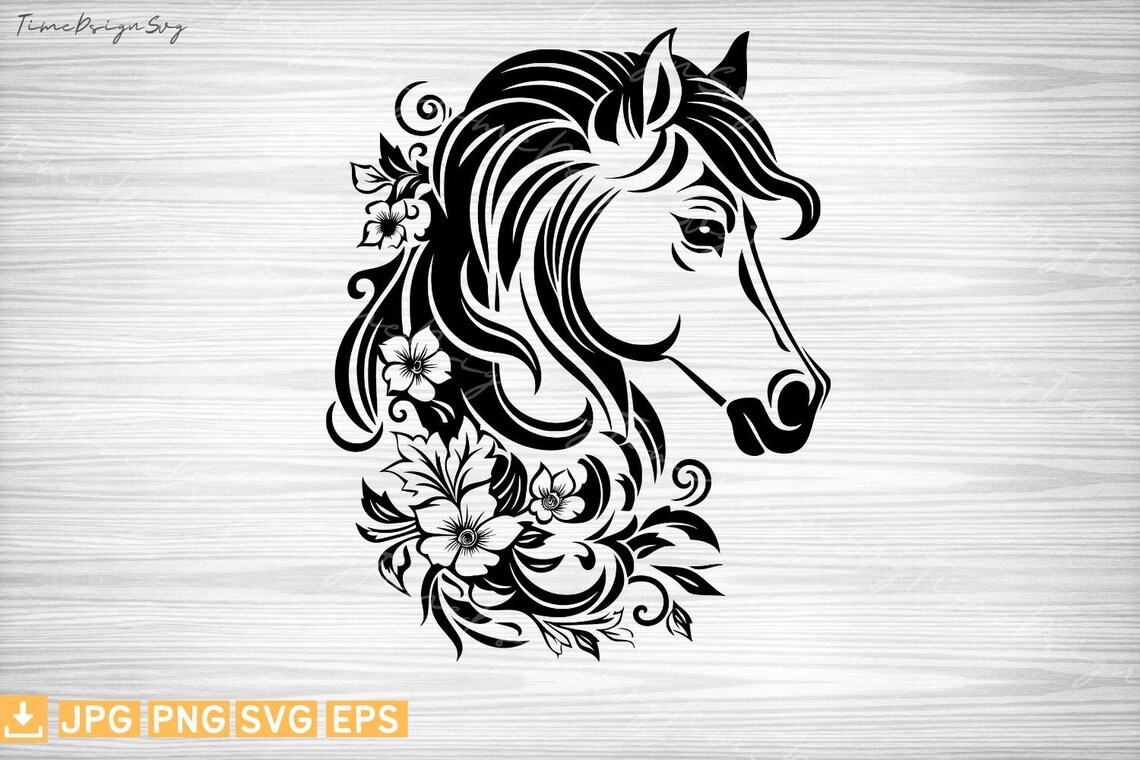 Horse Floral Svg,country Svg,western Svg,horse Flower,cut Files ...