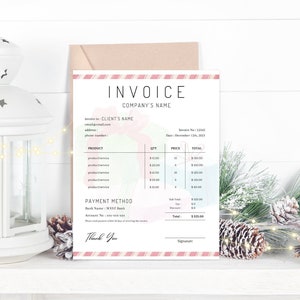 EDITABLE CHRISTMAS INVOICE Template for Small Business, Printable ...