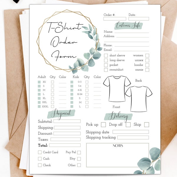 Shirt Order Tracker Template - Etsy