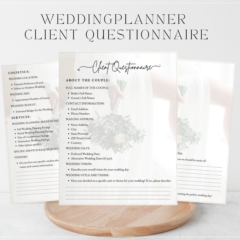Wedding Questionnaire Template - Etsy