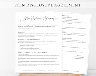 Non-disclosure Agreement NDA Form Printable Fillable - Etsy