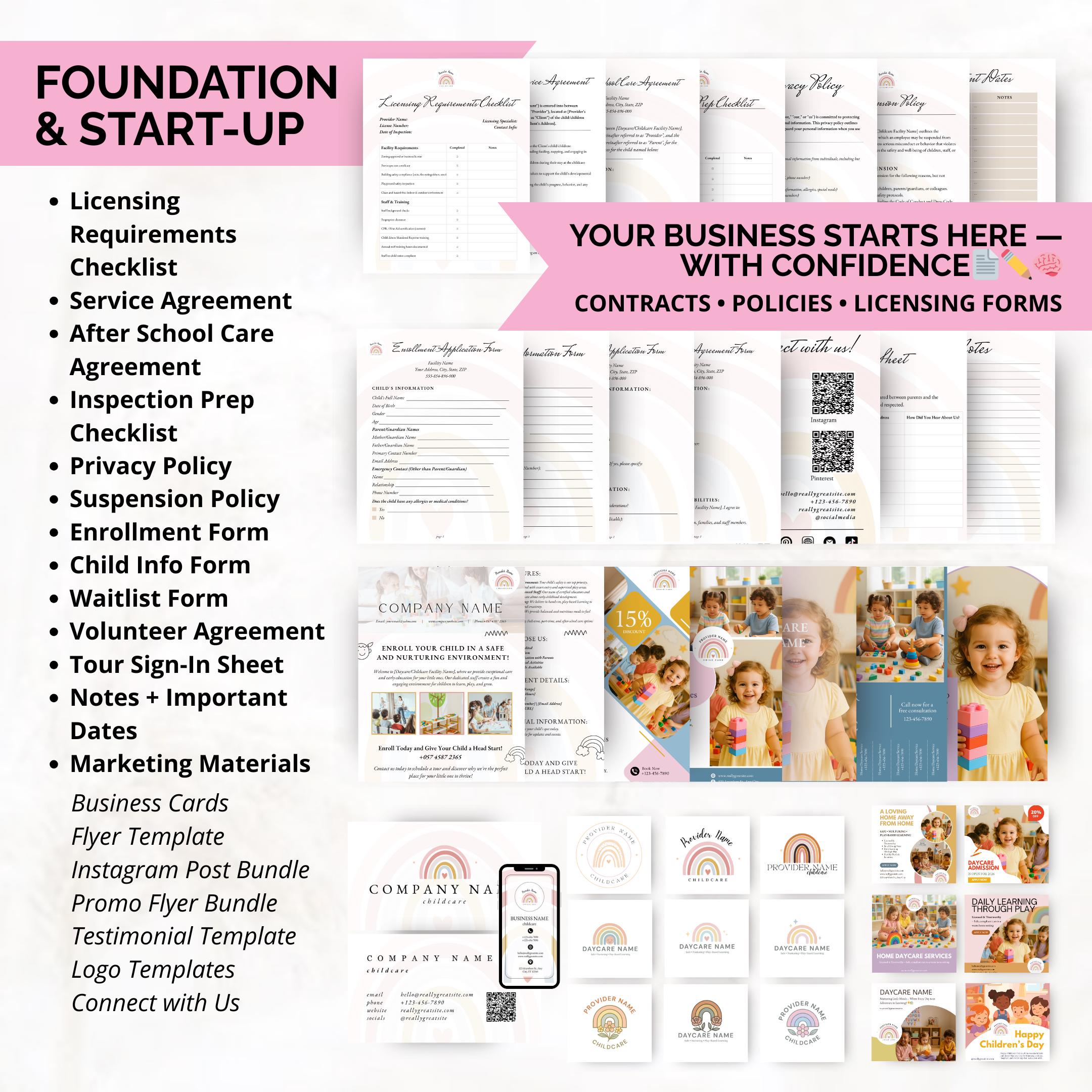 DAYCARE STARTER KIT. Daycare Forms Bundle. Childcare Business Plan ...