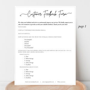 CUSTOMER FEEDBACK FORM, Client Review Template, Client Feedback Sheet ...
