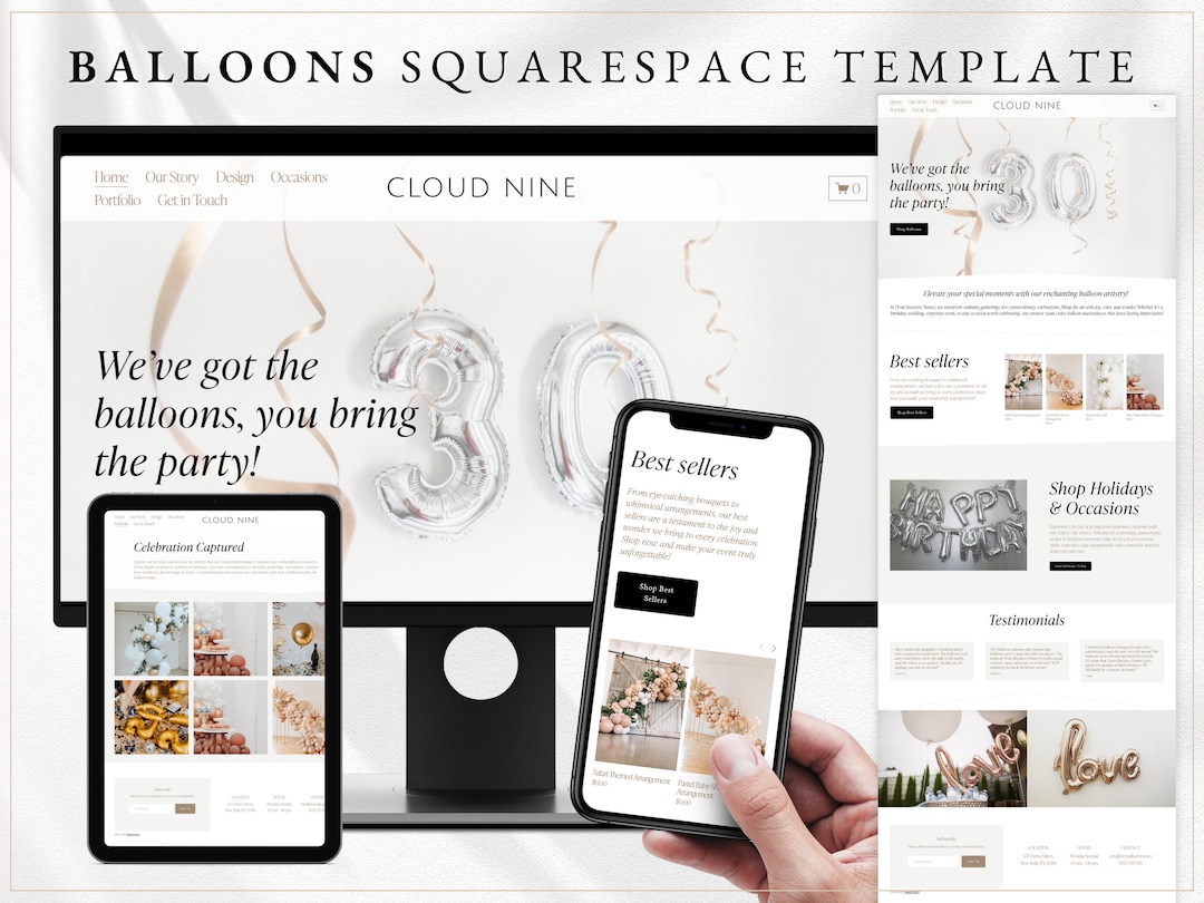 BALLOON WEBSITE TEMPLATE Balloons Squarespace Website - Etsy