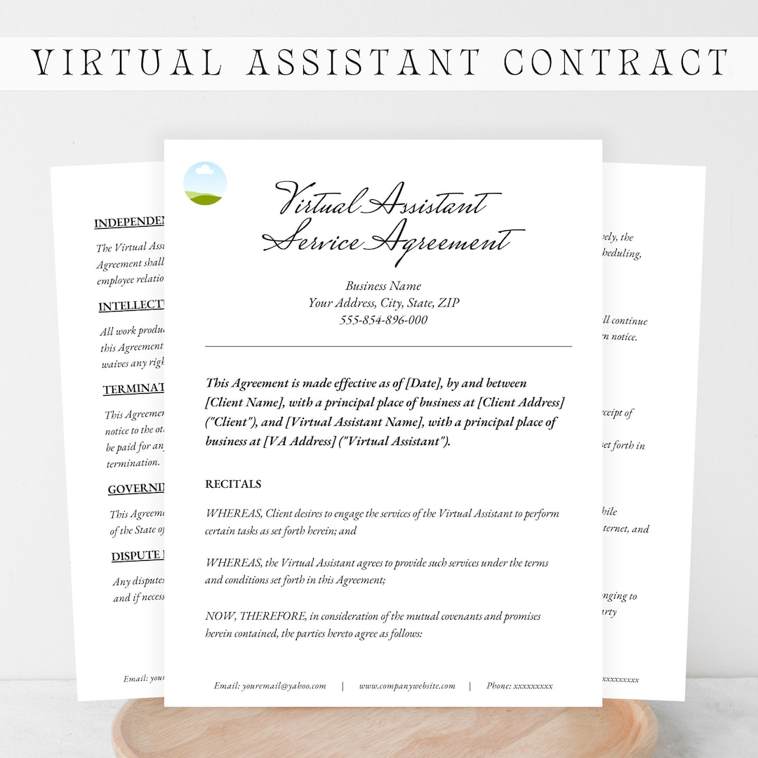 Virtual Assistant Contract Template – Editable Canva Agreement for ...
