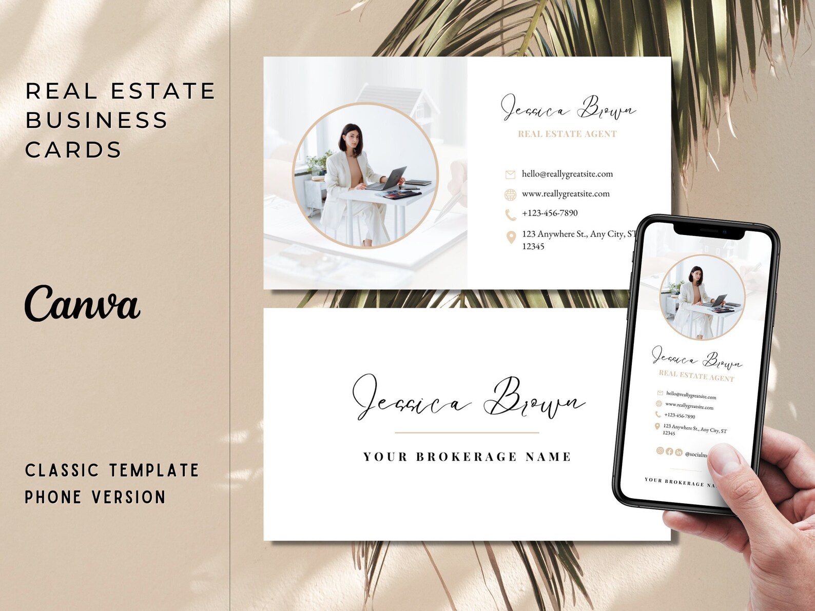 REAL ESTATE BUSINESS Card, Editable Realtor Business Cards Template ...