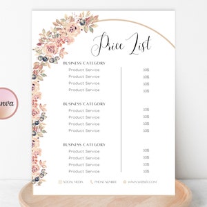 PRICE LIST TEMPLATE Small Business Pricing Guide Editable - Etsy