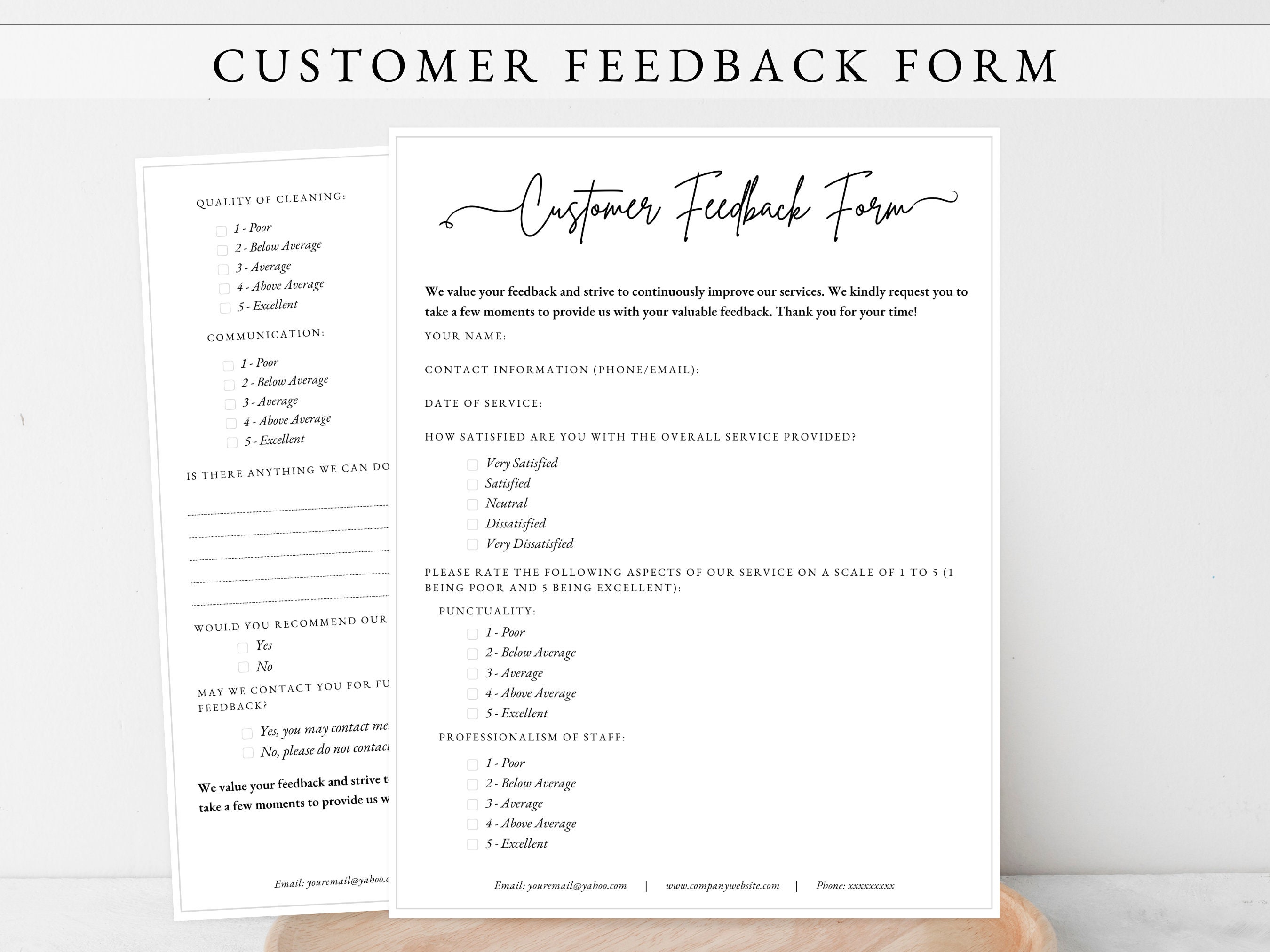 CUSTOMER FEEDBACK FORM Client Review Template Client - Etsy
