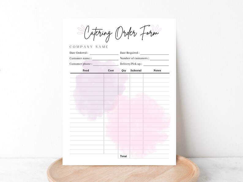 PRINTATBLE CATERING ORDER Form Editable Catering Order Form - Etsy