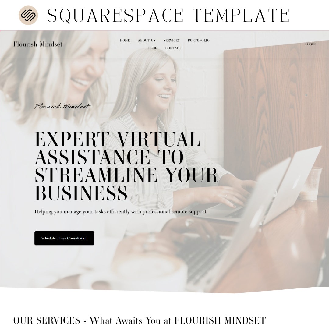 VIRTUAL ASSISTANT WEBSITE Template. Squarespace Template for Virtual ...