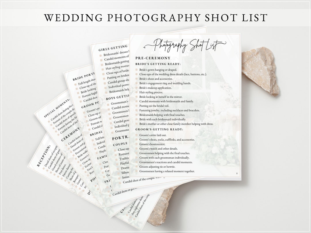 WEDDING PHOTO SHOT List, Wedding Photographer Shot List Template ...