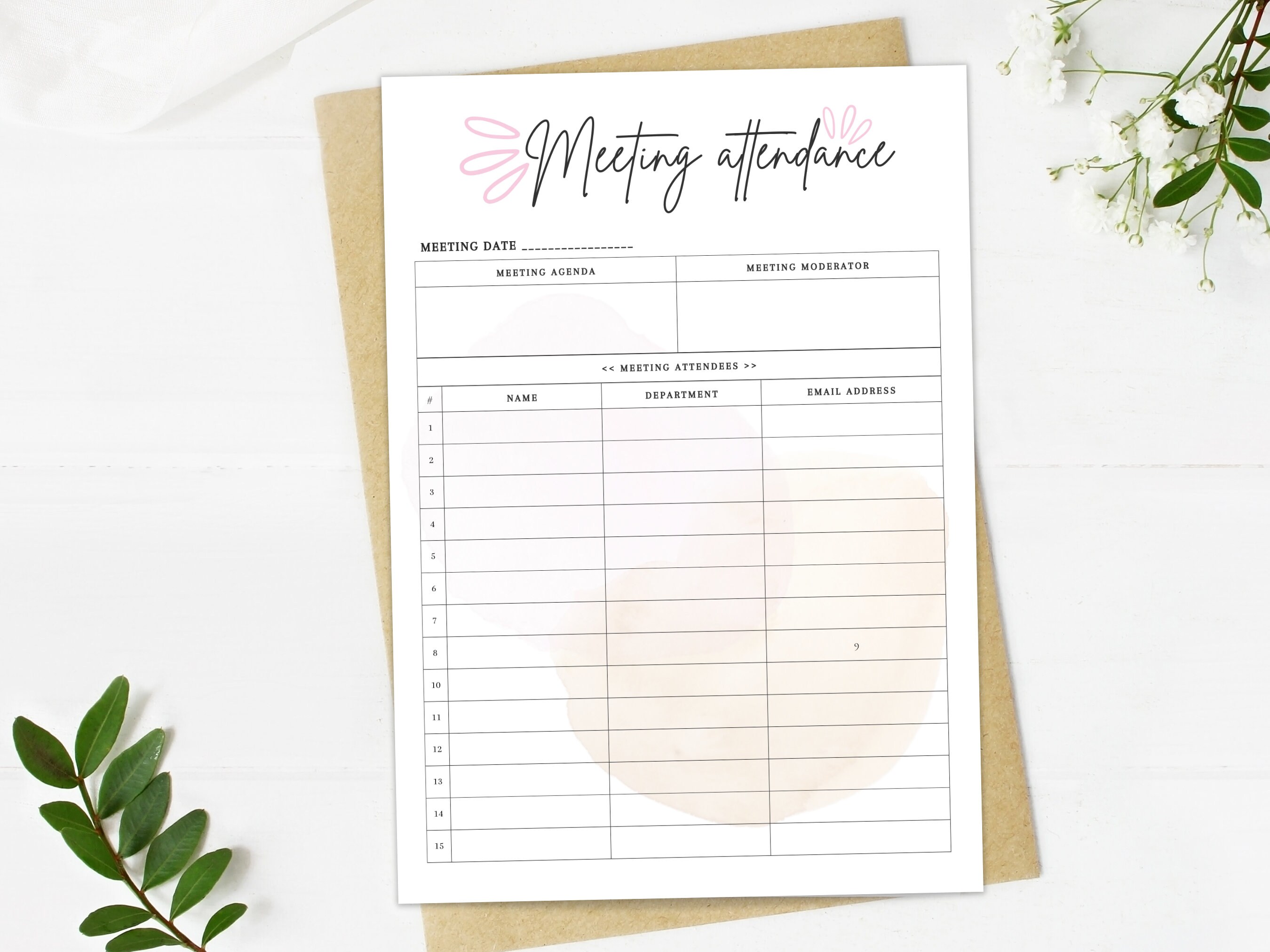 MEETING SIGN IN Sheet, Editable Sign up Form Template, Printable Sign ...