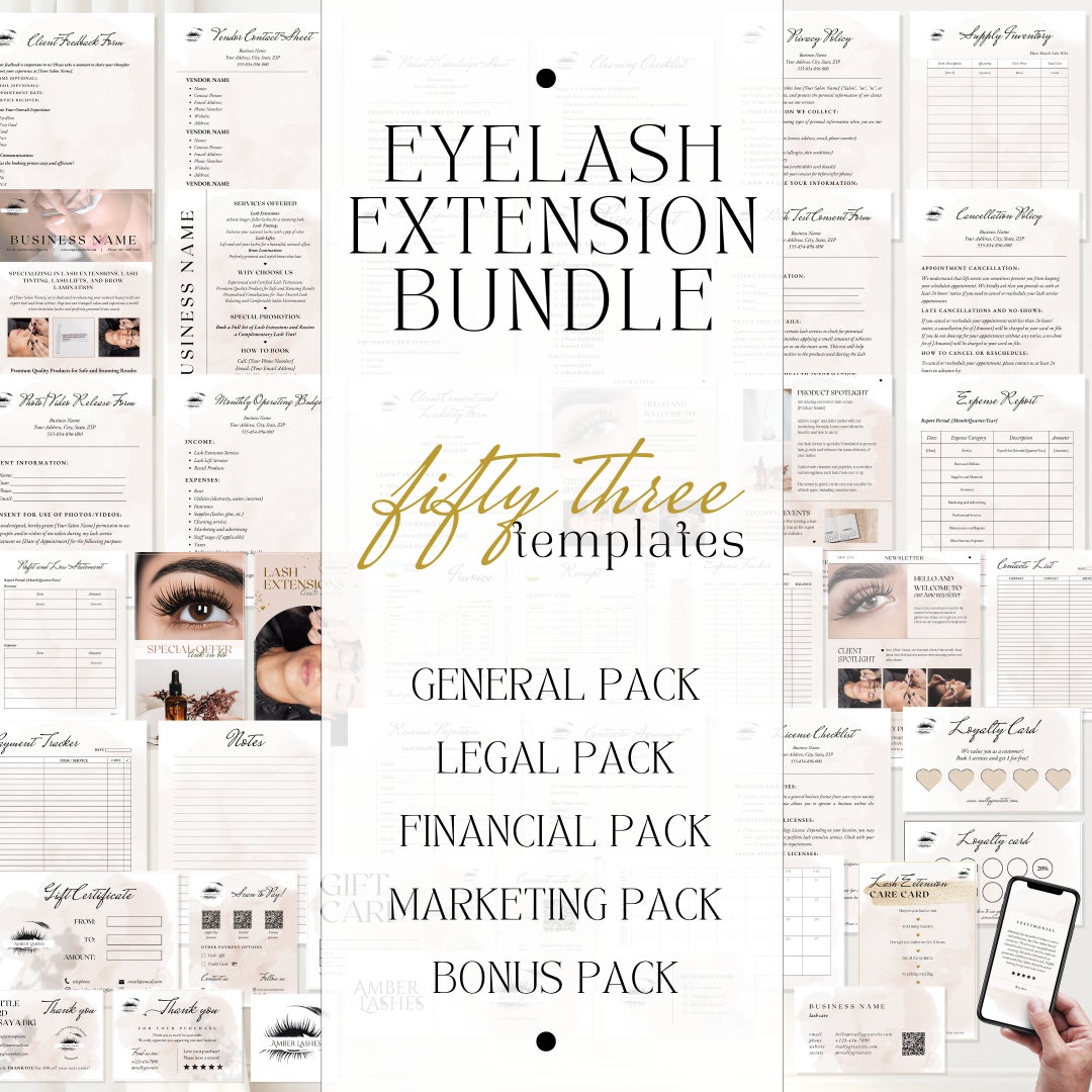 EYELASH EXTENSION BUSINESS Bundle. Lash Tech Forms. Eyelash Technician ...