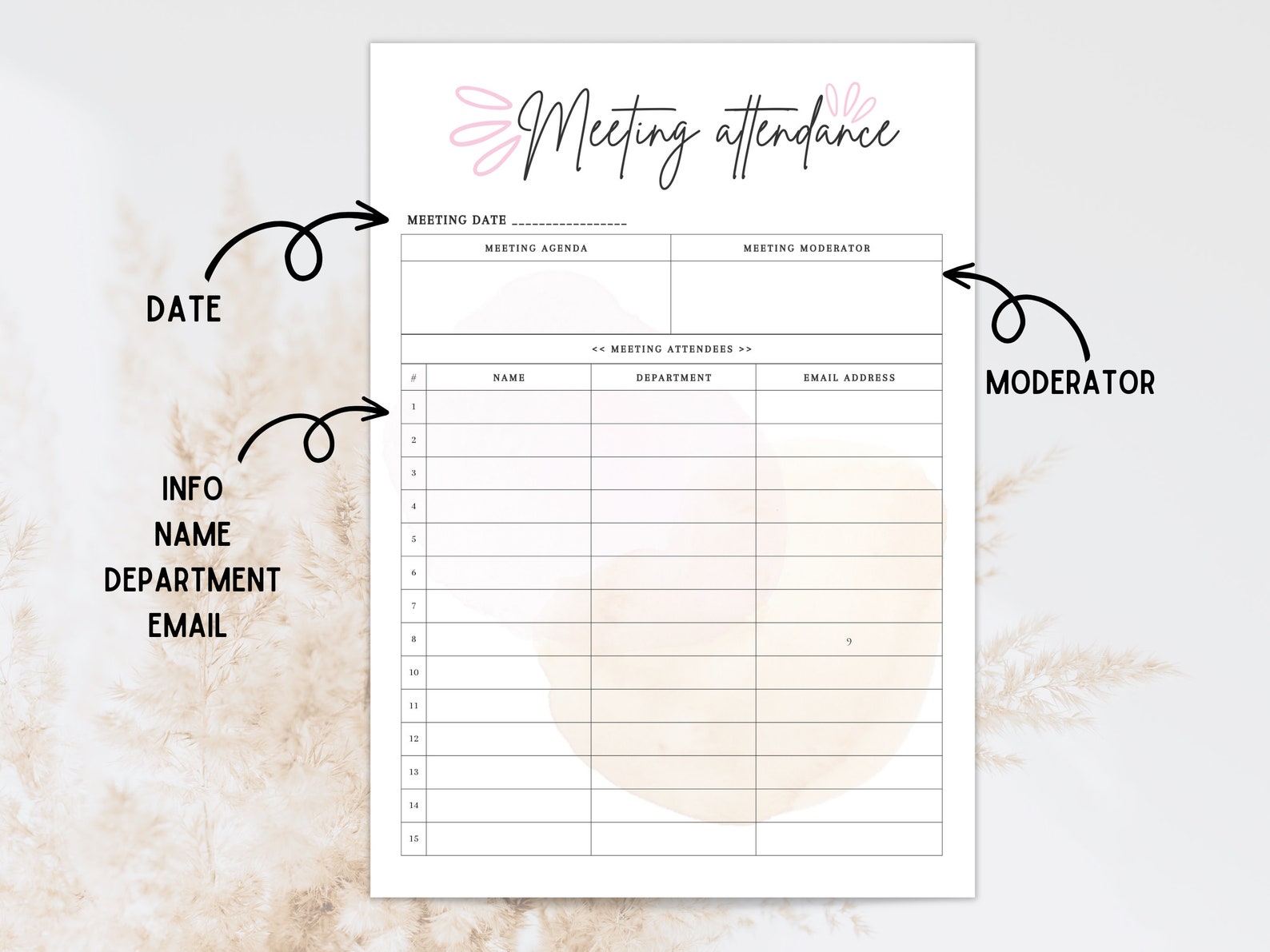 MEETING SIGN IN Sheet, Editable Sign up Form Template, Printable Sign ...