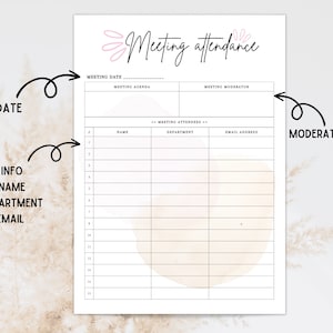MEETING SIGN IN Sheet, Editable Sign up Form Template, Printable Sign ...