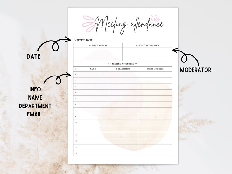 MEETING SIGN IN Sheet, Editable Sign up Form Template, Printable Sign ...