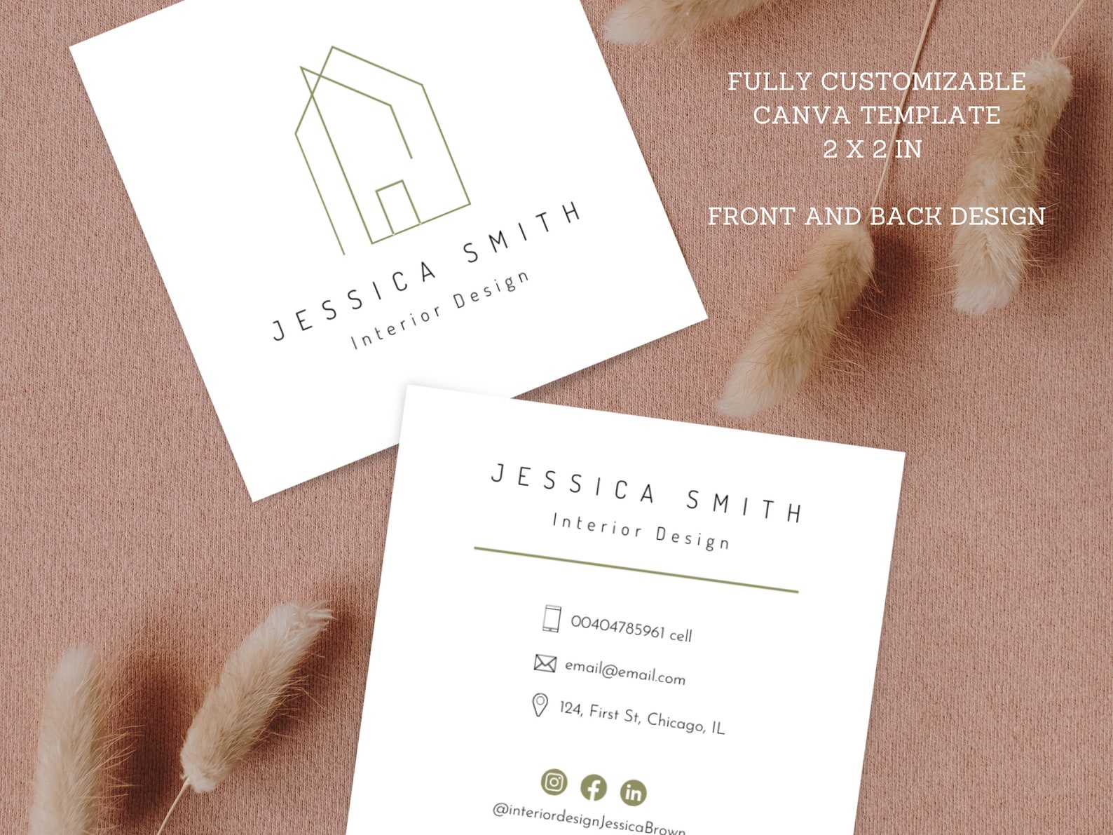 INTERIOR DESIGNER Business Cards Editable House Décor - Etsy