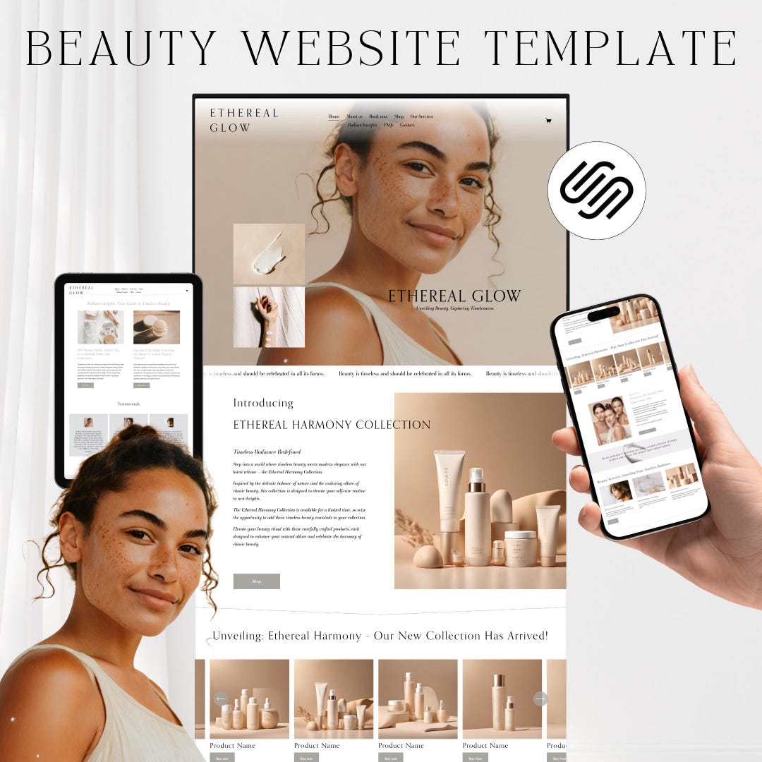 BEAUTY WEBSITE TEMPLATE – Editable Squarespace Design for Estheticians ...