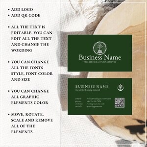 TREE SERVICE BUSINESS Card Template – Editable Tree Trimming & Stump ...