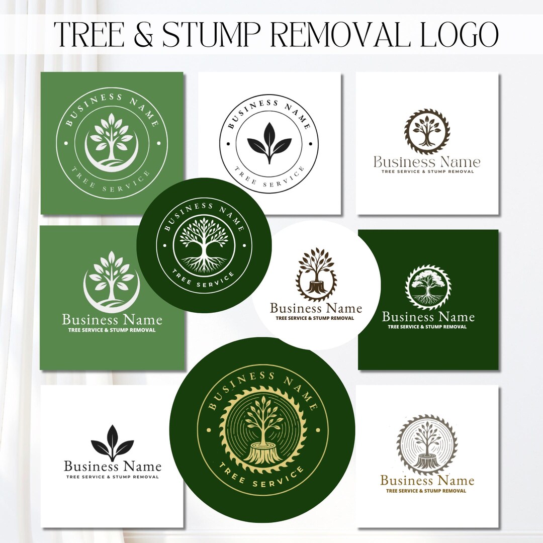 TREE SERVICE & STUMP Grinding Logo Template Bundle, Editable Tree ...
