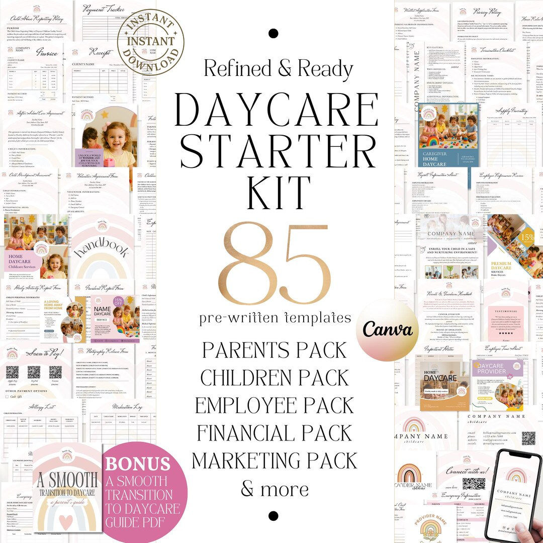 DAYCARE STARTER KIT. Daycare Forms Bundle. Childcare Business Plan ...
