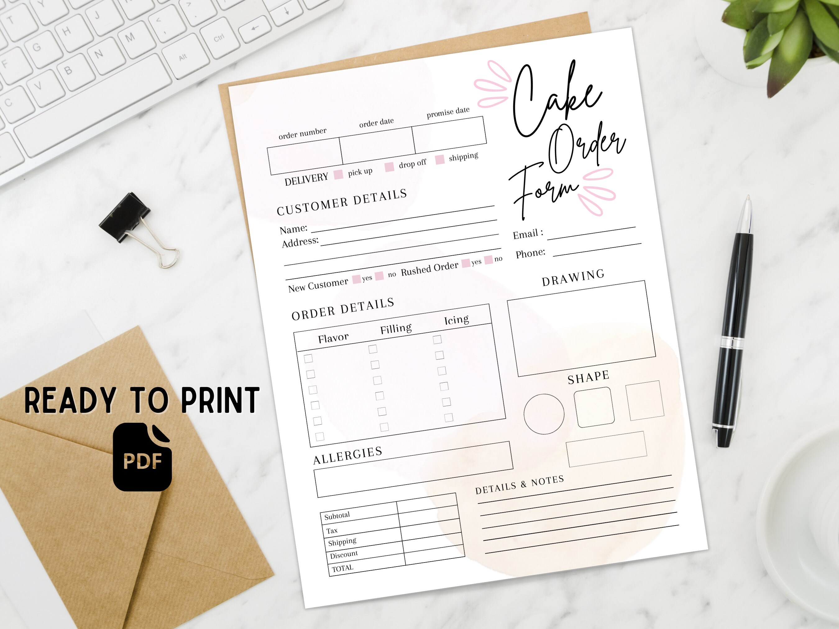Editable CAKE ORDER FORM Printable Cake Order Form Template - Etsy Israel