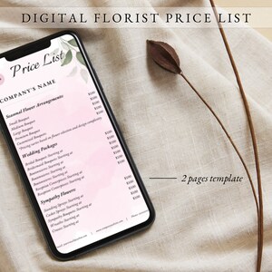 FLORIST PRICE LIST, Flower Shop Price List, Florist Price Sheet ...
