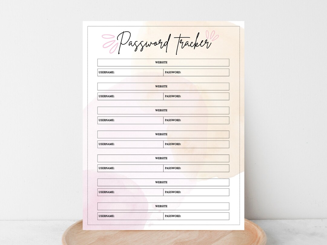 PASSWORD TRACKER. Password Organizer Template. Printable Password ...