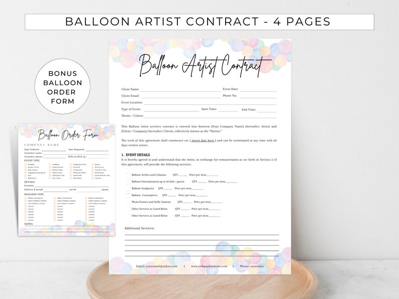 Balloon Artist Contract Template: Editable Balloon Decor Agreement - Etsy