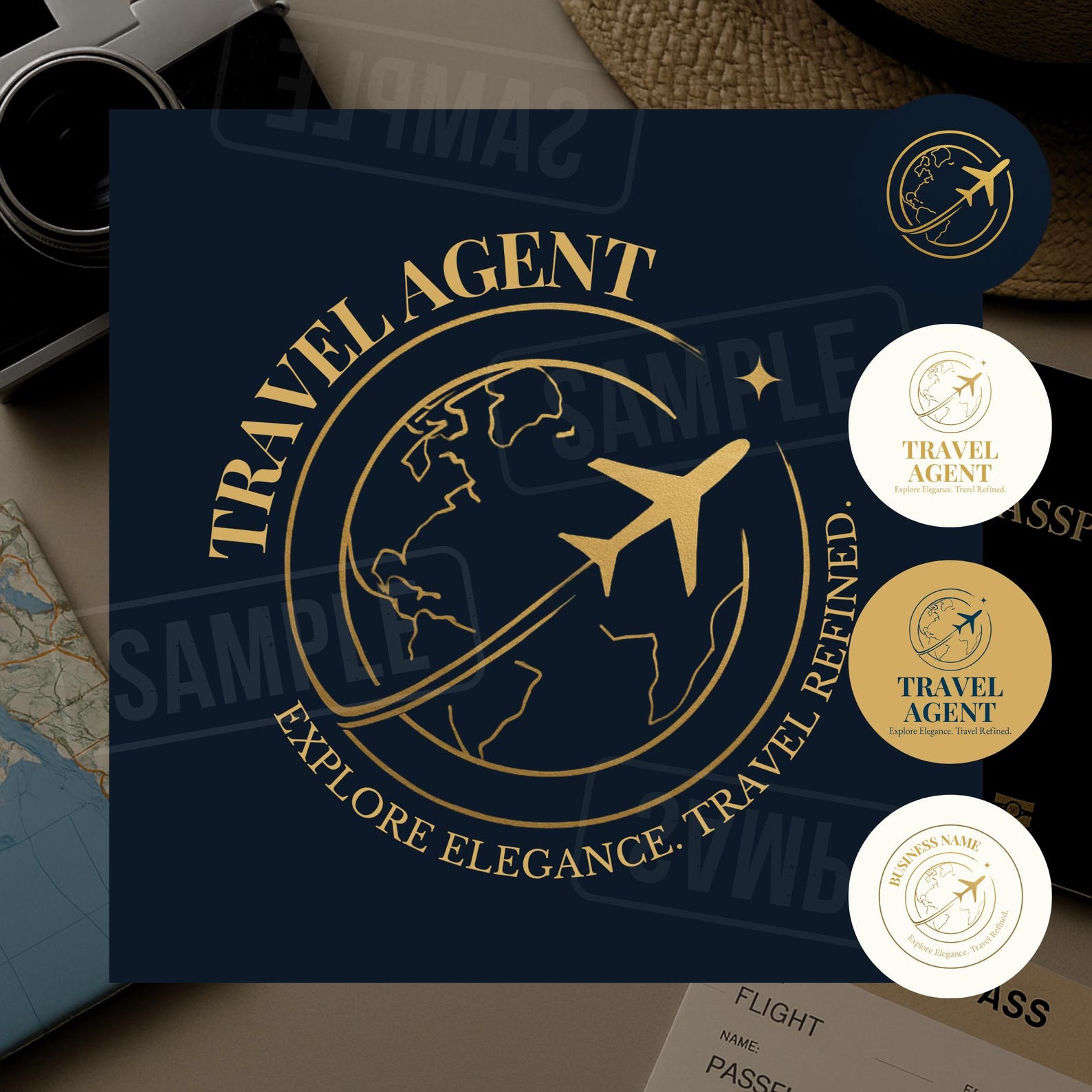 TRAVEL AGENT LOGO Template Bundle – Editable Canva Logo Design for ...