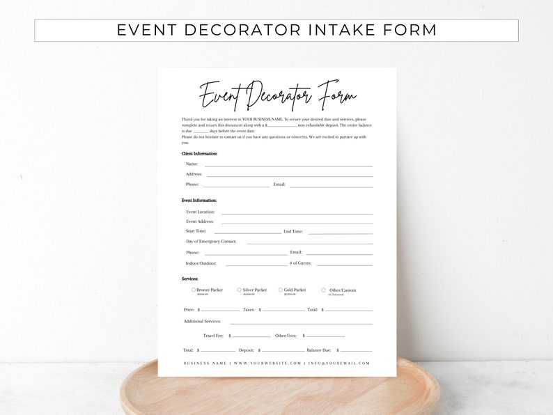 EVENT DECORATOR CONTRACT Template, Event Décor Contract, Wedding ...