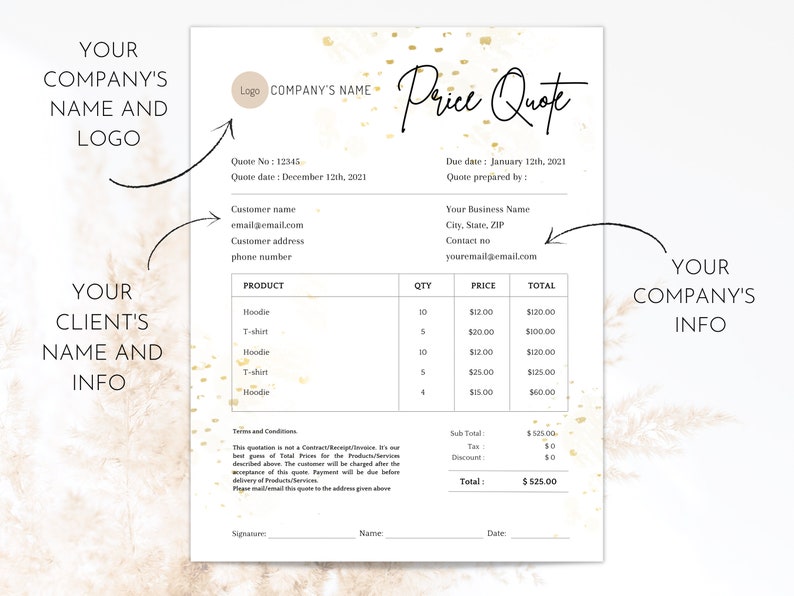 EDITABLE QUOTE TEMPLATE, Price Quotation Canva Template, Small Business ...