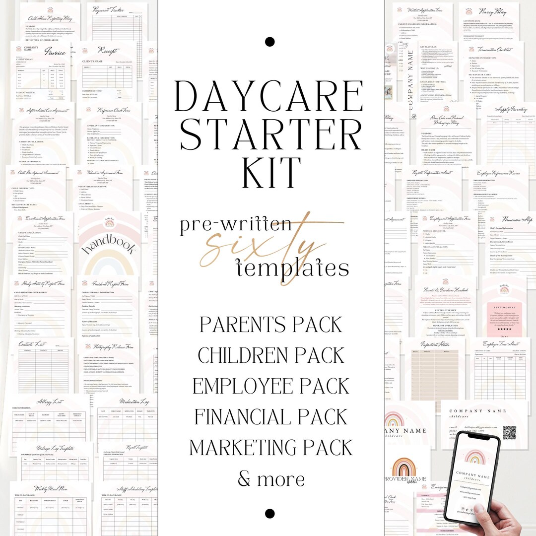 DAYCARE STARTER KIT. Daycare Forms Bundle. Childcare Business Plan ...