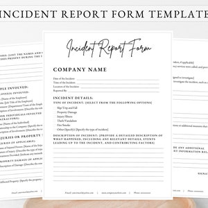 INCIDENT REPORT FORM, Editable Incident Log, Accident Report Form ...