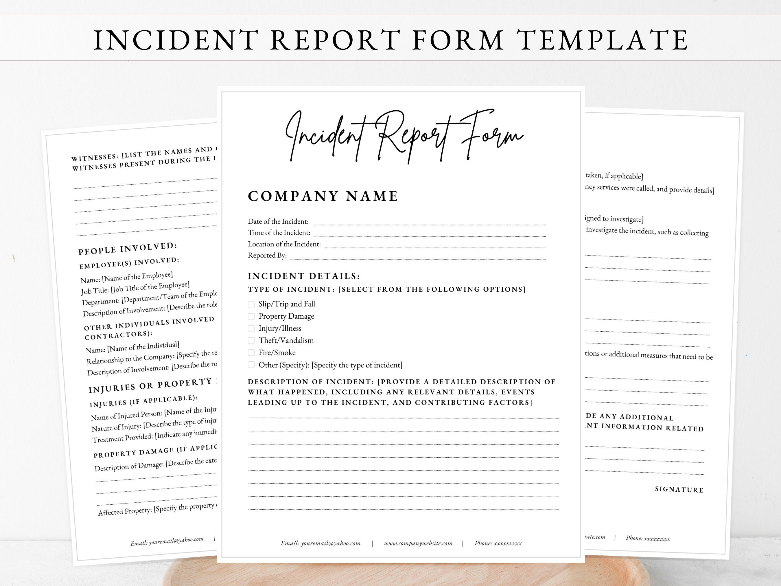Injury Incident Report Template
