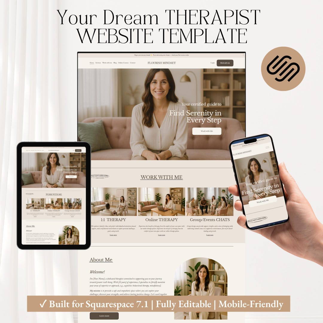 THERAPIST WEBSITE TEMPLATE – Editable Squarespace 7.1 Design for ...