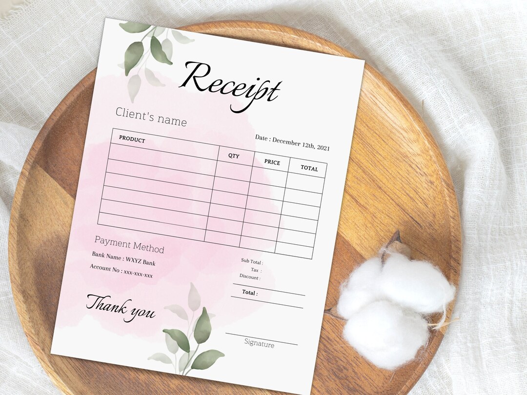 EDITABLE RECEIPT TEMPLATE, Receipt Form Canva Template, Custom Receipt ...