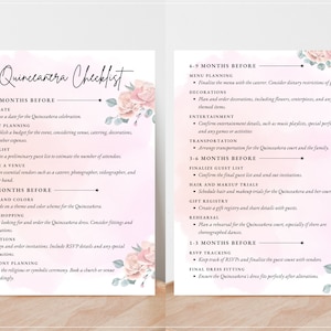 QUINCEANERA CHECKLIST. Printable Quinceañera Timeline. Quinceanera ...