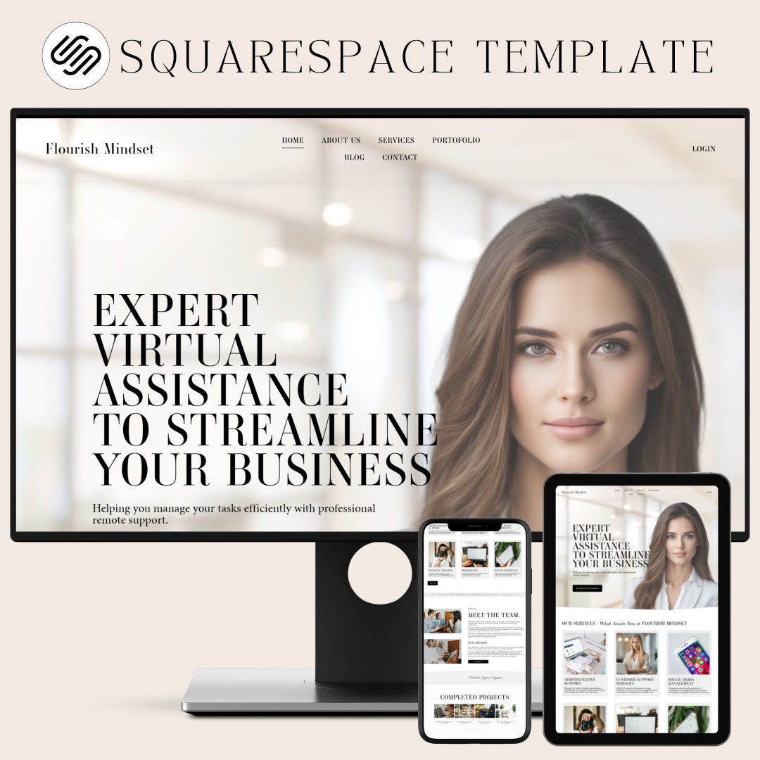 VIRTUAL ASSISTANT WEBSITE. Squarespace Template for Virtual Assistant. Marketing Agency Website ...