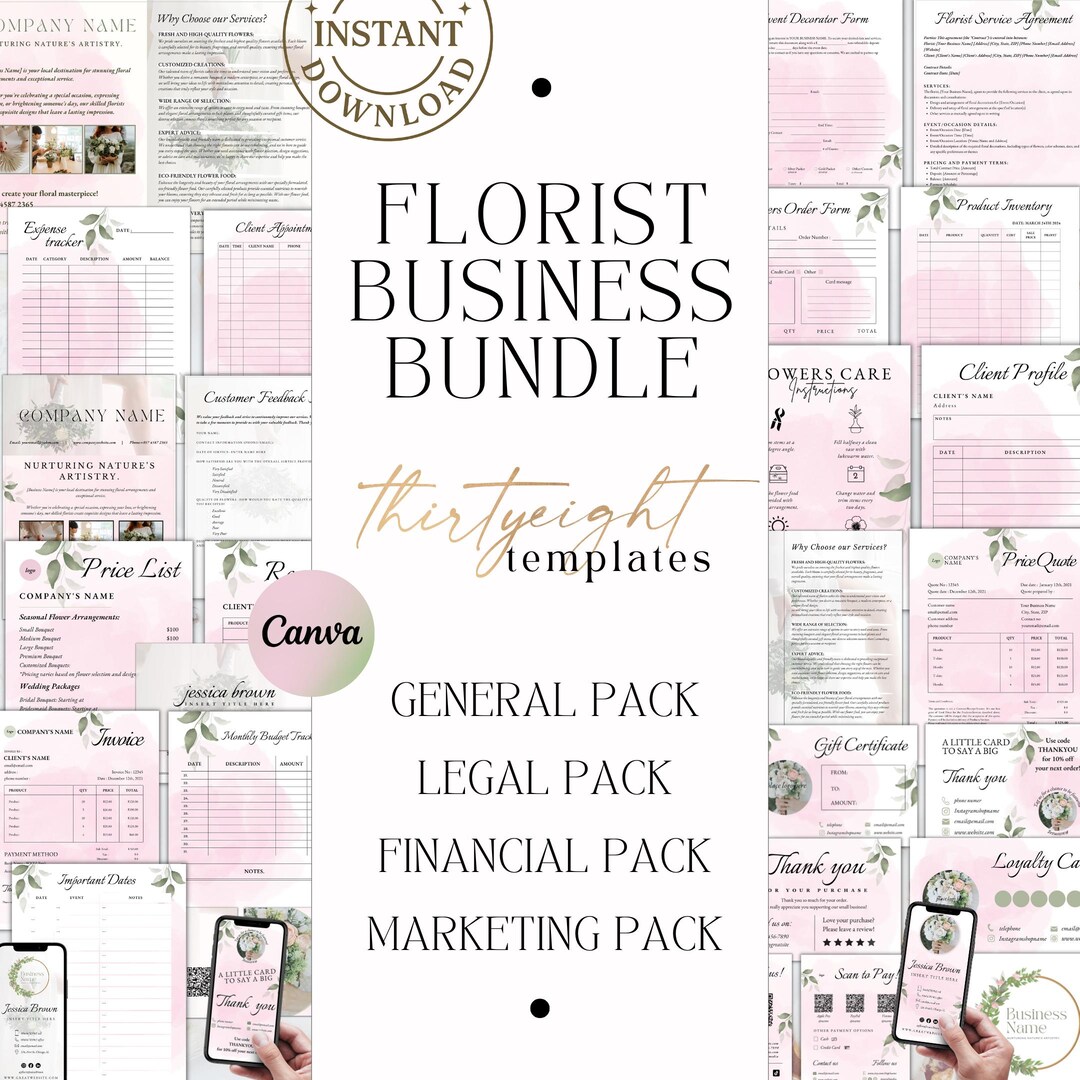FLORIST TEMPLATES BUNDLE – Business Card, Logo Design, Order Form ...