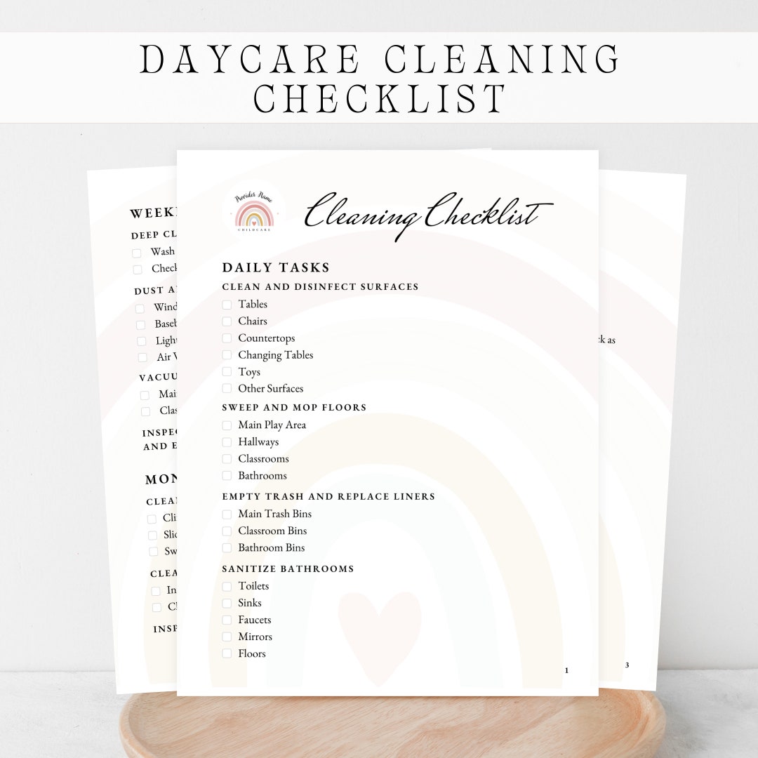 DAYCARE CLEANING CHECKLIST. Childcare Facility Cleaning Checklist ...