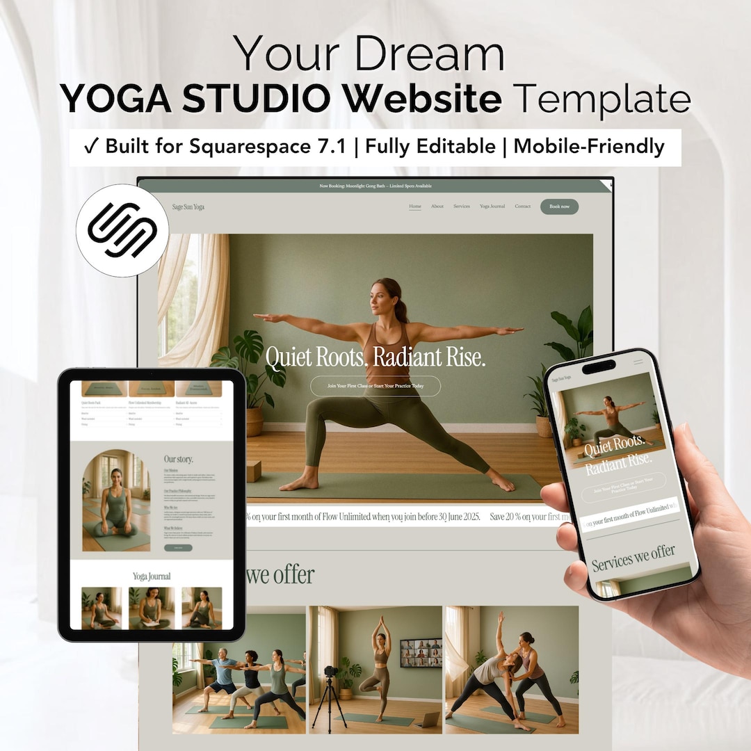 YOGA WEBSITE TEMPLATE – Editable Squarespace 7.1 Design for Yoga ...