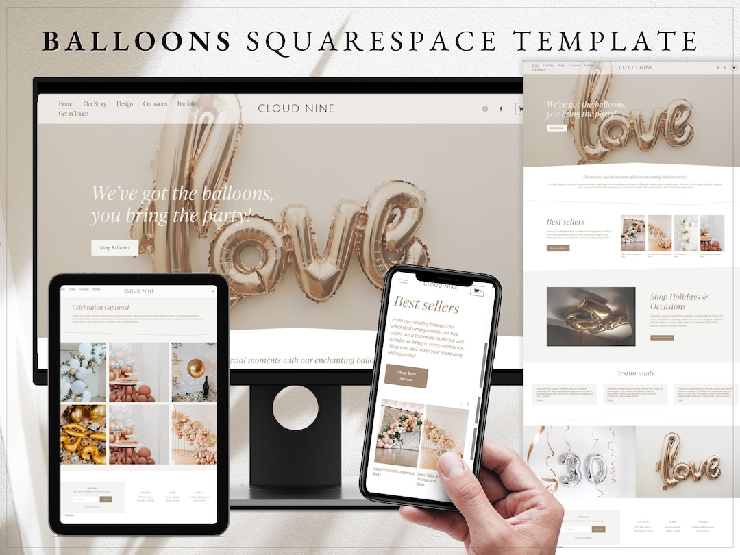 BALLOON WEBSITE TEMPLATE Balloon Shop Squarespace Website - Etsy
