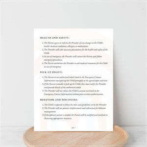 AFTER SCHOOL CARE Agreement. Childcare Contract for After School ...