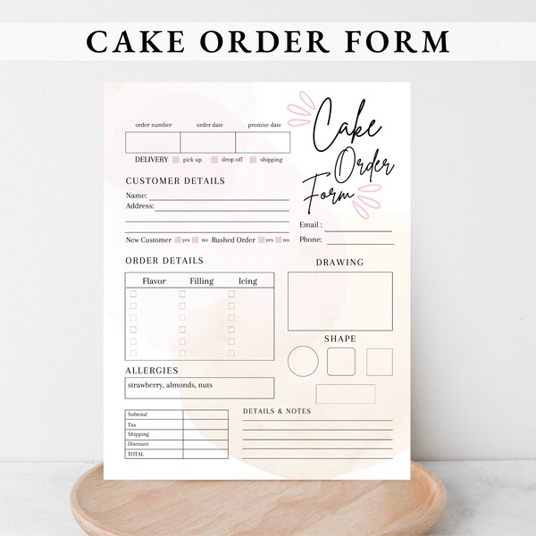 Cake Order Form - Etsy
