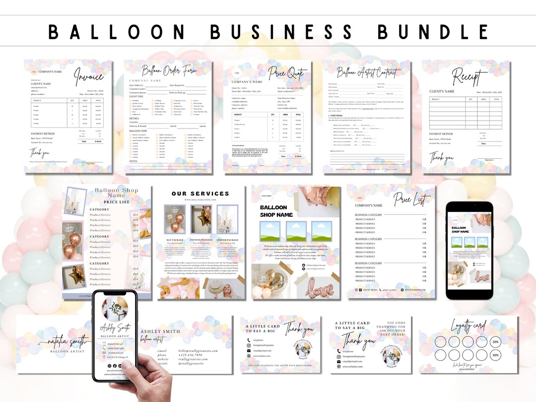 BALLOON ORDER FORM, Balloon Business Templates, Balloon Artist Contract ...